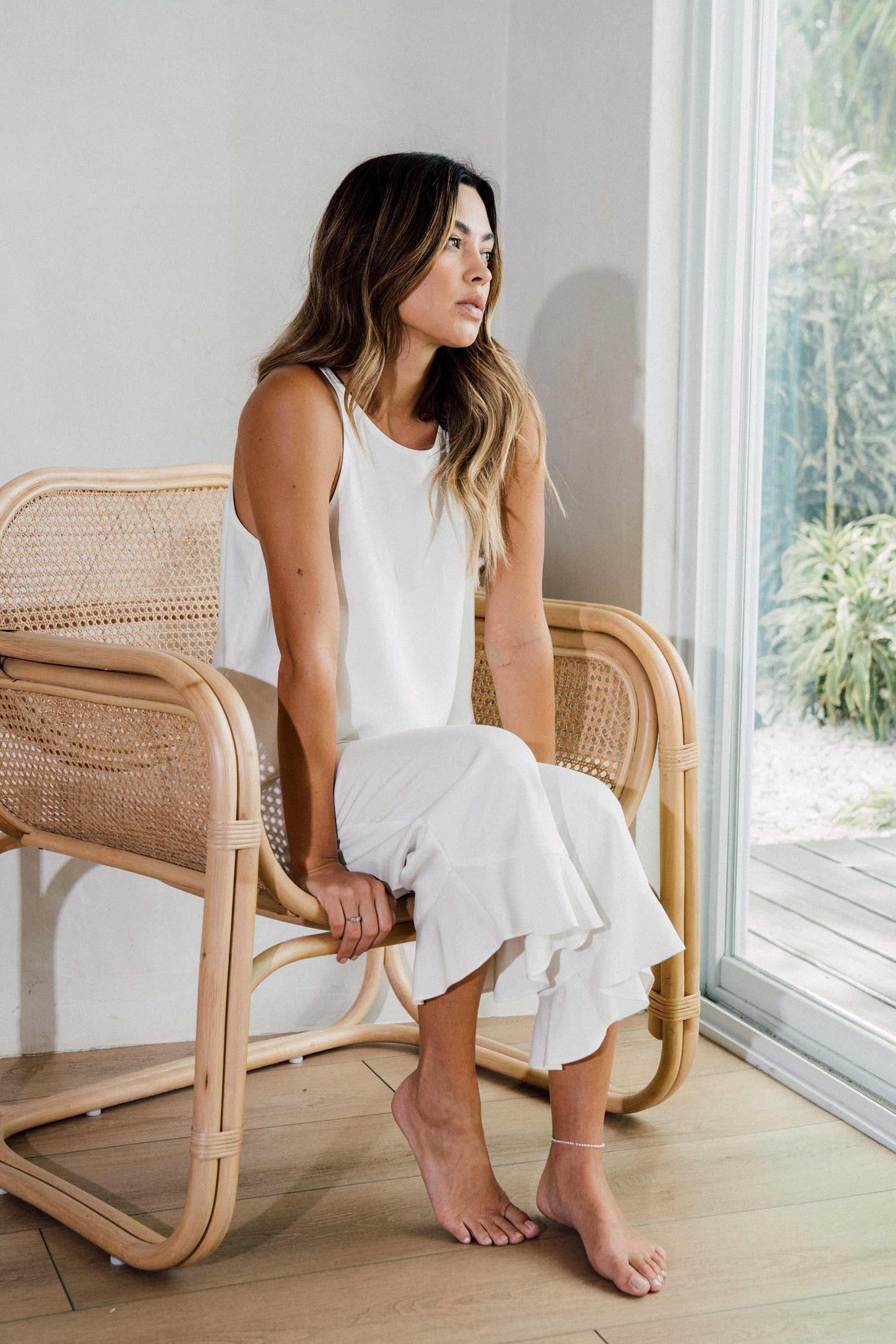 Half Asleep - Sleepwear - Ruffle Pant Set - Women's Pajamas - Cloud