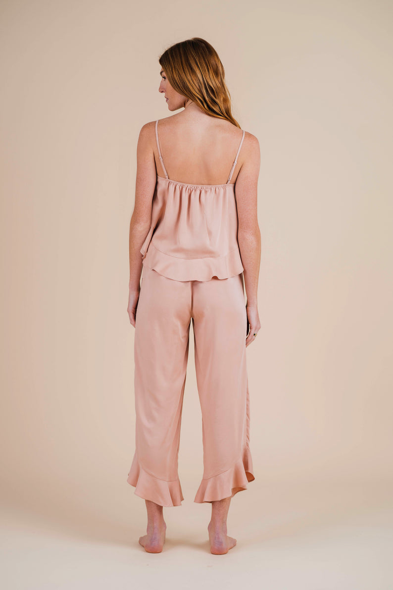Half Asleep - Sleepwear - Ruffle Pant Set - Women's Pajamas - Cloud