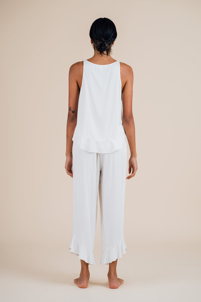 Half Asleep - Sleepwear - Ruffle Pant Set - Women's Pajamas - Cloud